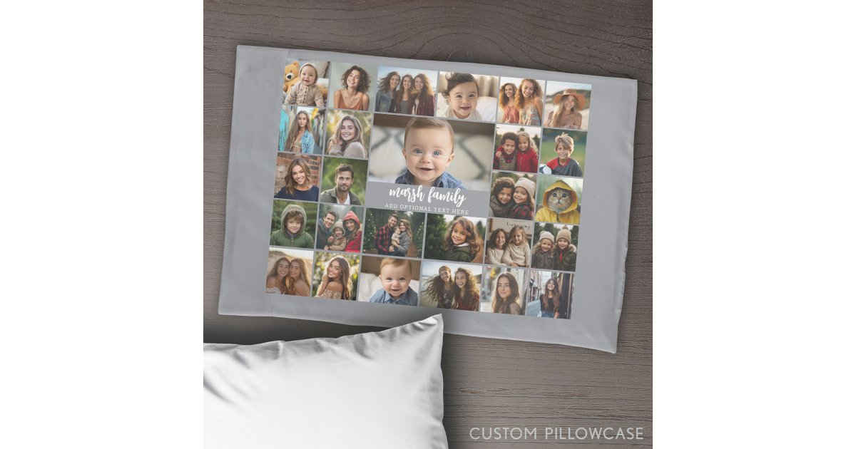 Create a Funky Photo Collage with 27 Photos Pillow Case | Zazzle