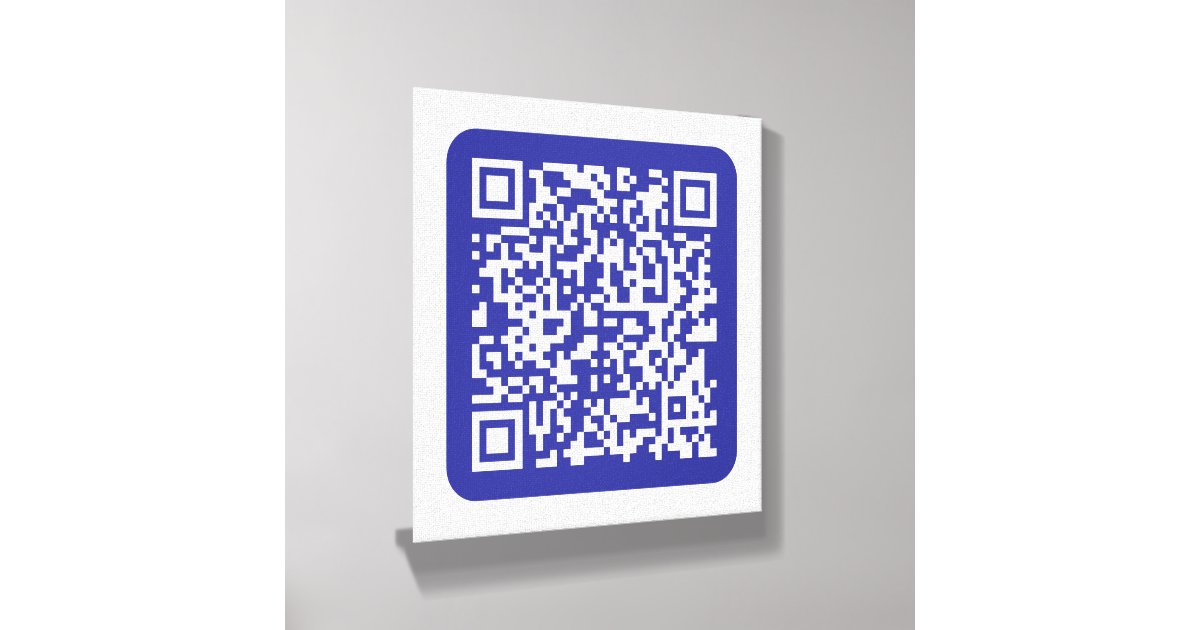 Create a Scannable QR code | Editable Dark Blue Canvas Photo Tile | Zazzle