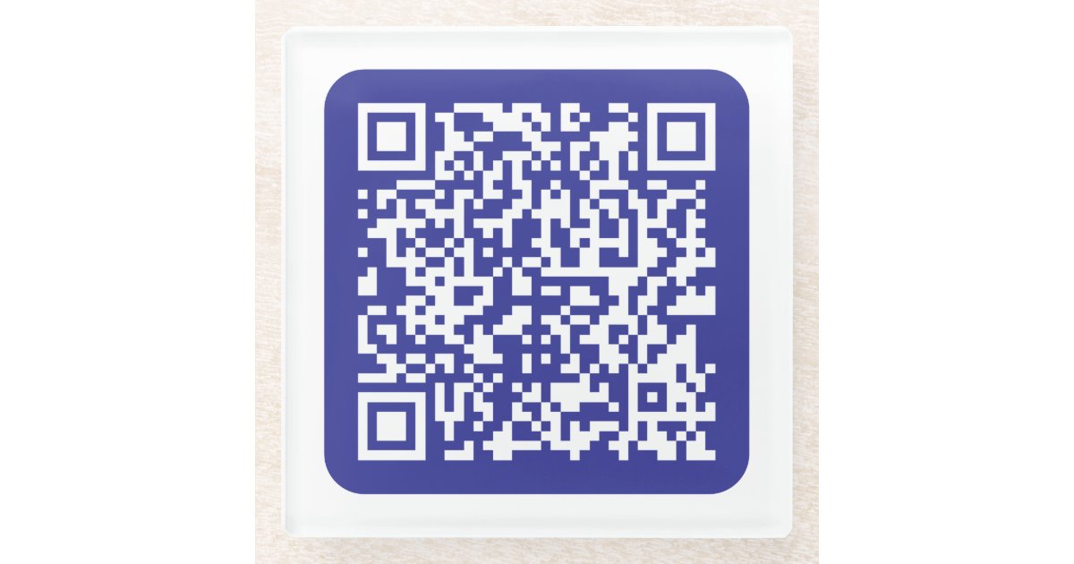 Create a Scannable QR code | Editable Dark Blue Glass Coaster | Zazzle