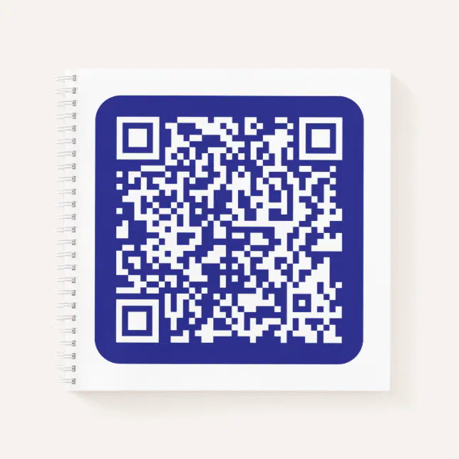 Create a Scannable QR code | Editable Dark Blue Notebook | Zazzle