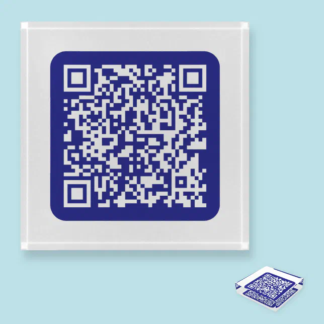 Create a Scannable QR code | Editable Dark Blue Paperweight | Zazzle