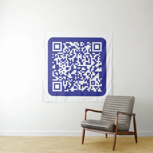Create a Scannable QR code | Editable Dark Blue Tapestry | Zazzle