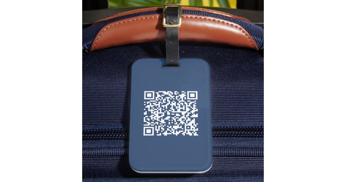 Create a Scannable QR Code | Faded Navy Blue Luggage Tag | Zazzle