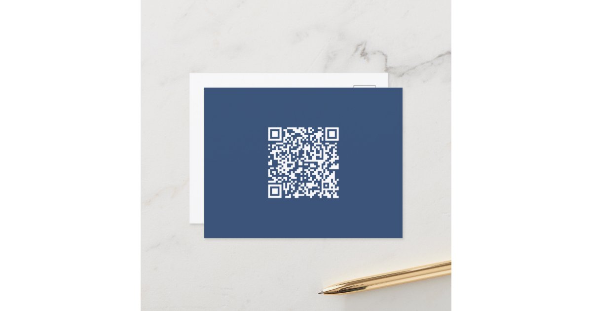 Create a Scannable QR Code | Faded Navy Blue Postcard | Zazzle