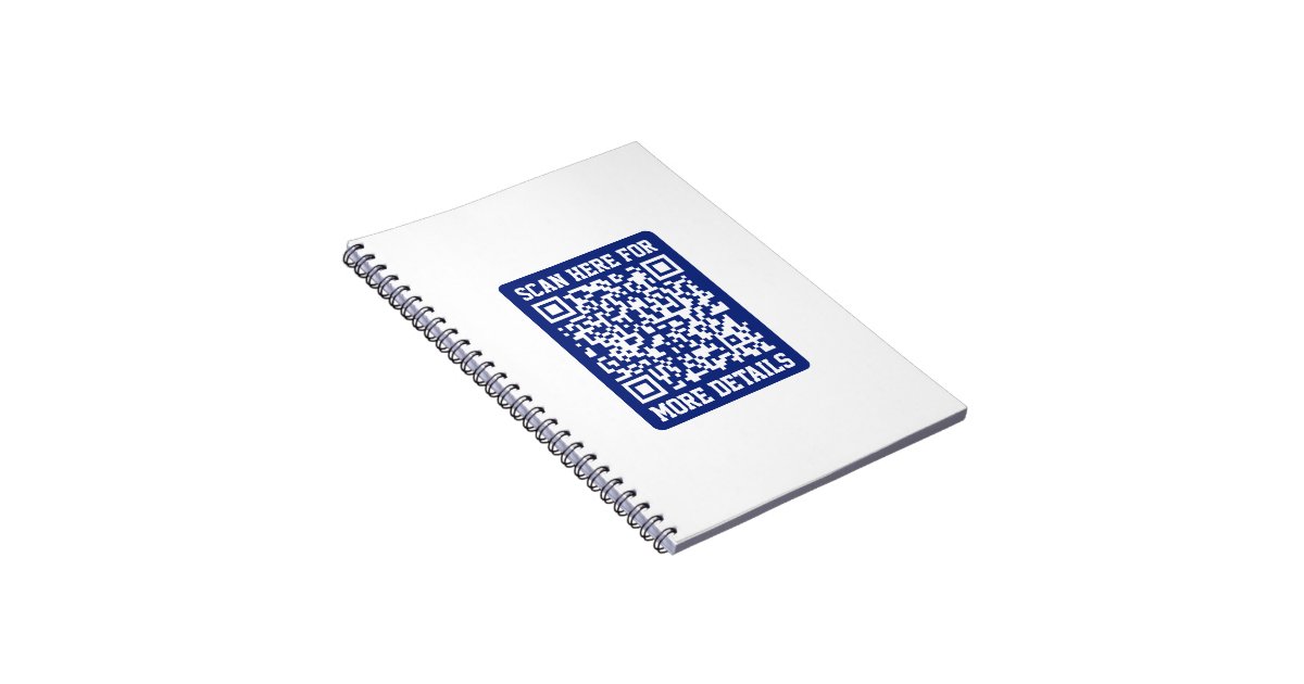 Create a Scannable QR code | Navy Blue (editable) Notebook | Zazzle