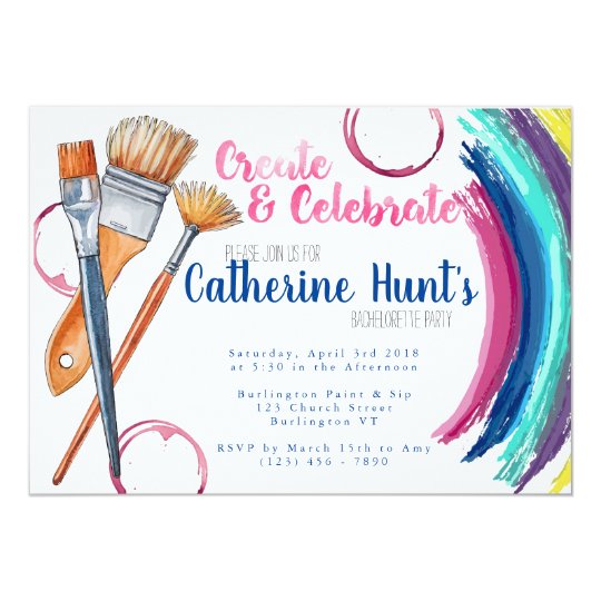 Create and Celebrate Paint and Sip Party Invite | Zazzle.com