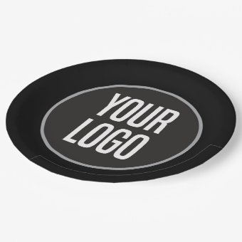 Create Business Logo Paper Plate Black | Zazzle