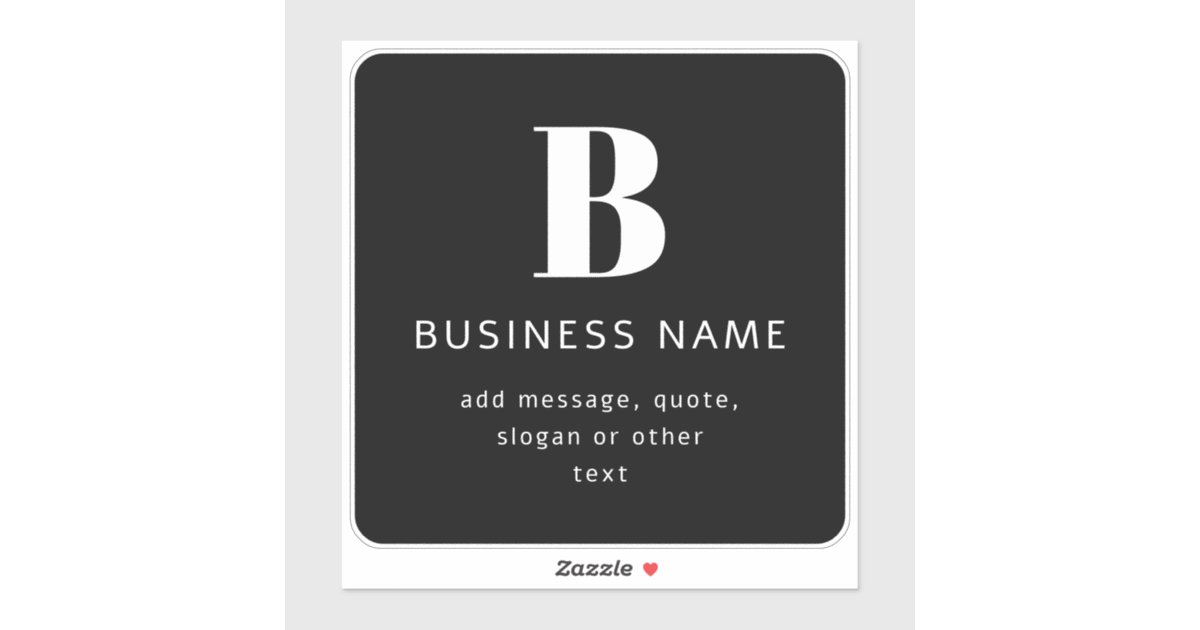 Create Business Name, Monogram & Additional Text Sticker | Zazzle