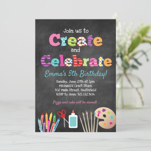 Create & Celebrate Arts Crafts Party Invitation | Zazzle