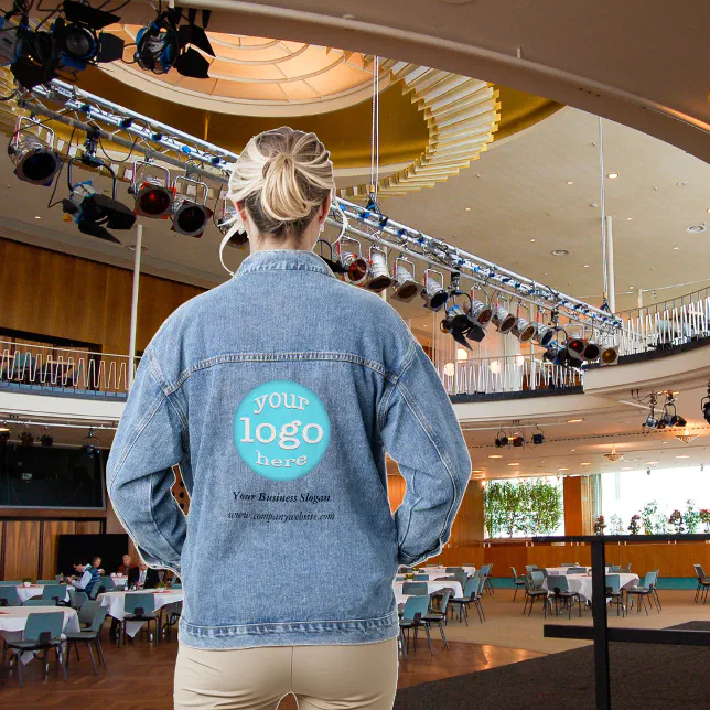 Create Custom Business Company Event Logo Office Denim Jacket | Zazzle