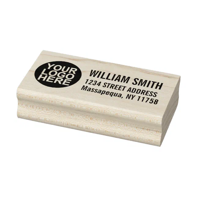 Create Custom Business Company Logo Return Address Rubber Stamp | Zazzle