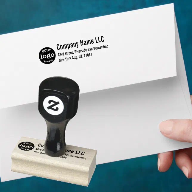 Create Custom Business Company Logo Return Address Rubber Stamp | Zazzle