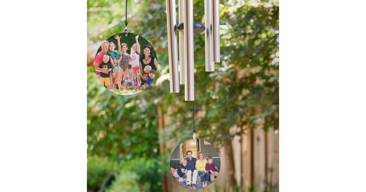 Create Custom Family Photo Monogram Garden Outdoor Wind Chime | Zazzle
