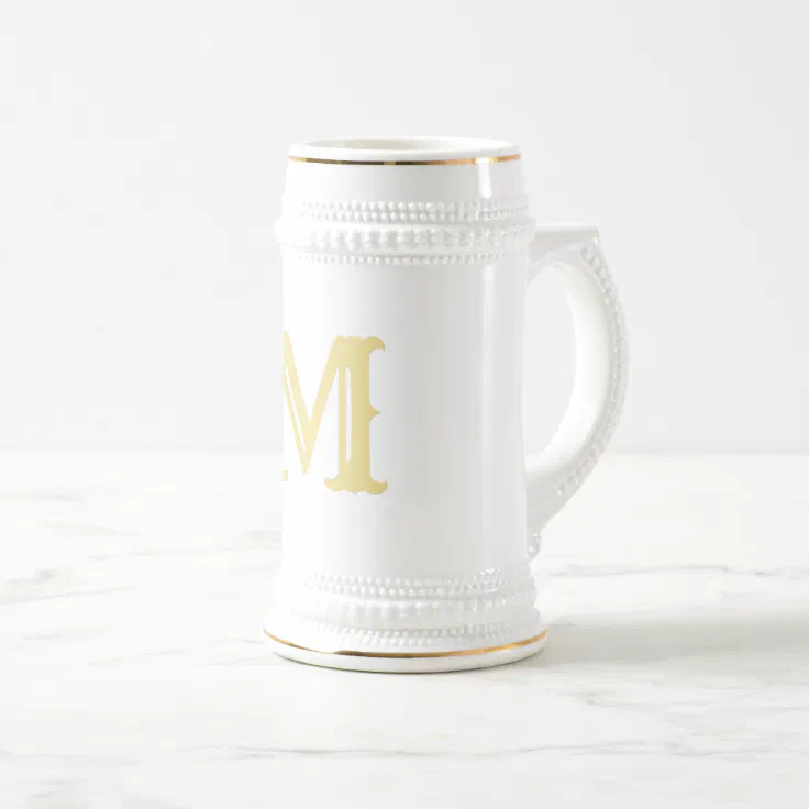 Create Custom Faux Gold Monogrammed Beer Stein Mug | Zazzle