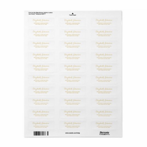 Create Custom Golden Elegant Return Address Label | Zazzle