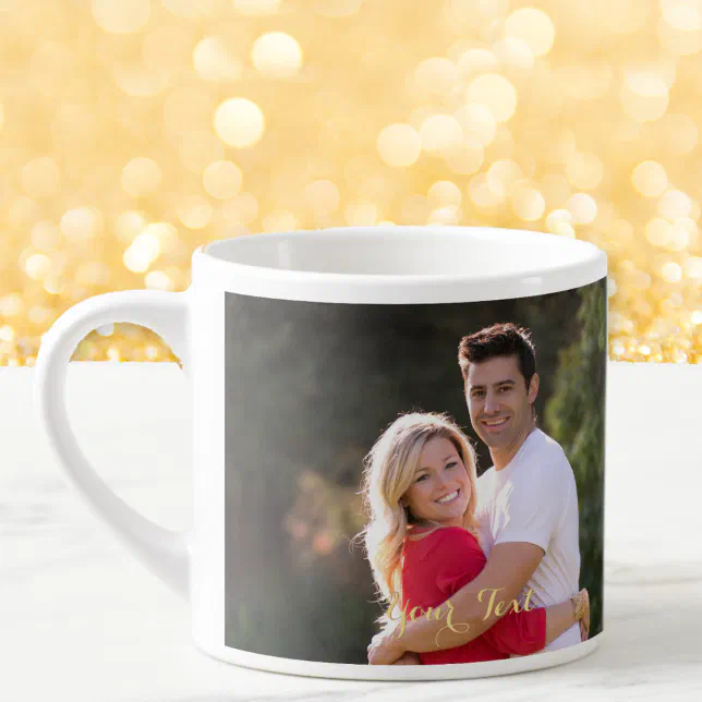 Create Custom Personalized 2 Photo Text Monogram Espresso Cup | Zazzle