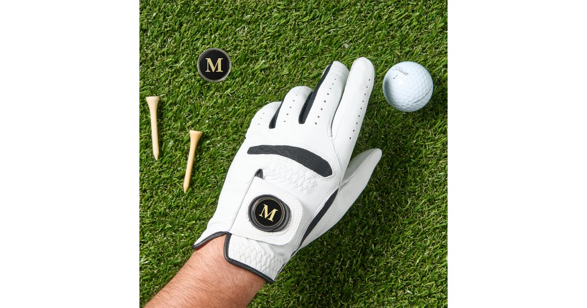 Create Custom Personalized Black Gold Monogrammed Golf Glove | Zazzle