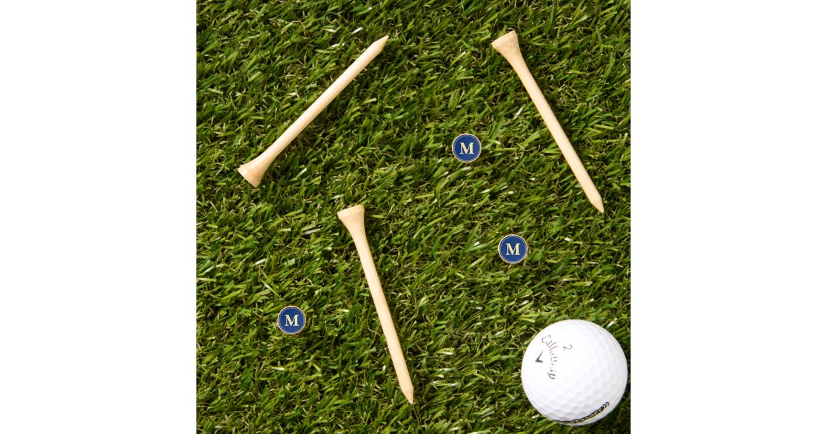 Create Custom Personalized Navy Blue Gold Monogram Golf Tees | Zazzle