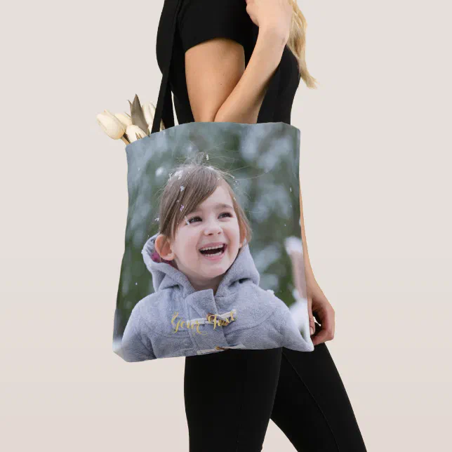 Create Custom Personalized Photo Stylish Trendy Tote Bag | Zazzle
