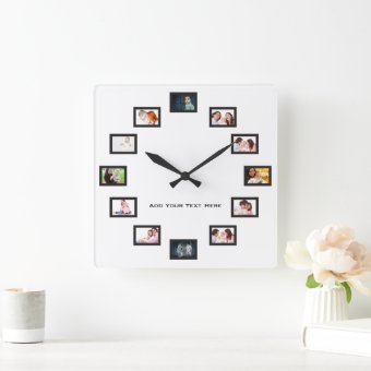 Create Custom Photos Square Wall Clock | Zazzle