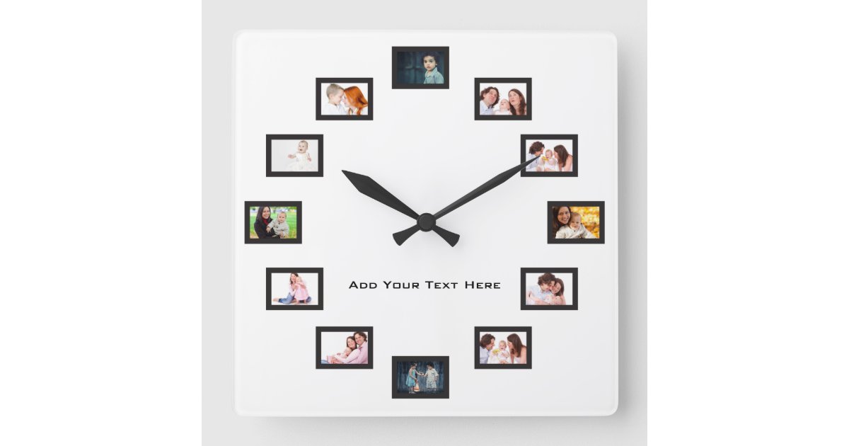 Create Custom Photos Square Wall Clock | Zazzle