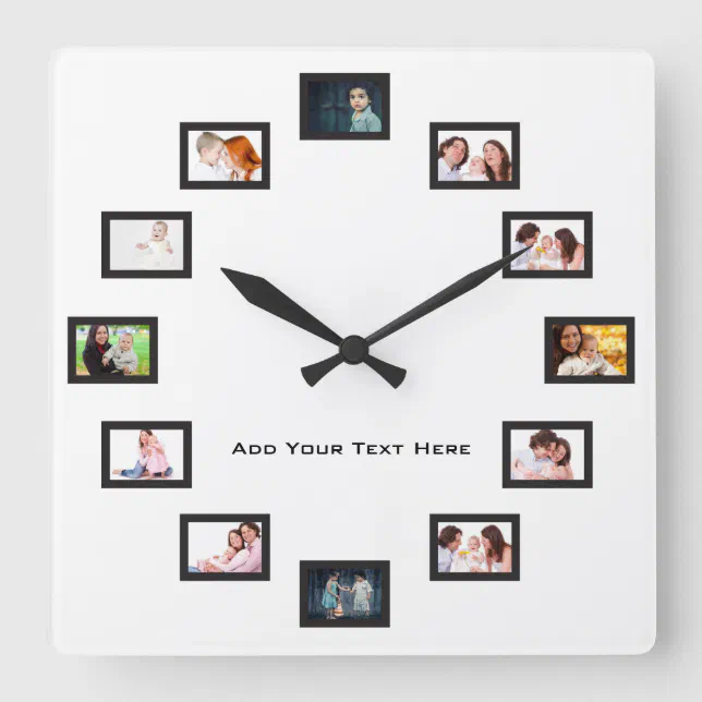 Create Custom Photos Square Wall Clock | Zazzle