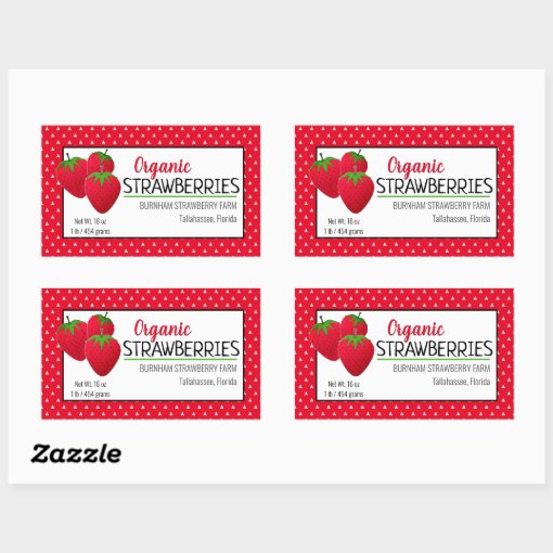 Create Custom Strawberry Food Packaging Rectangular Sticker | Zazzle