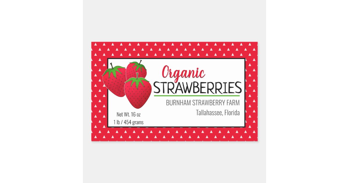 Create Custom Strawberry Food Packaging Rectangular Sticker | Zazzle