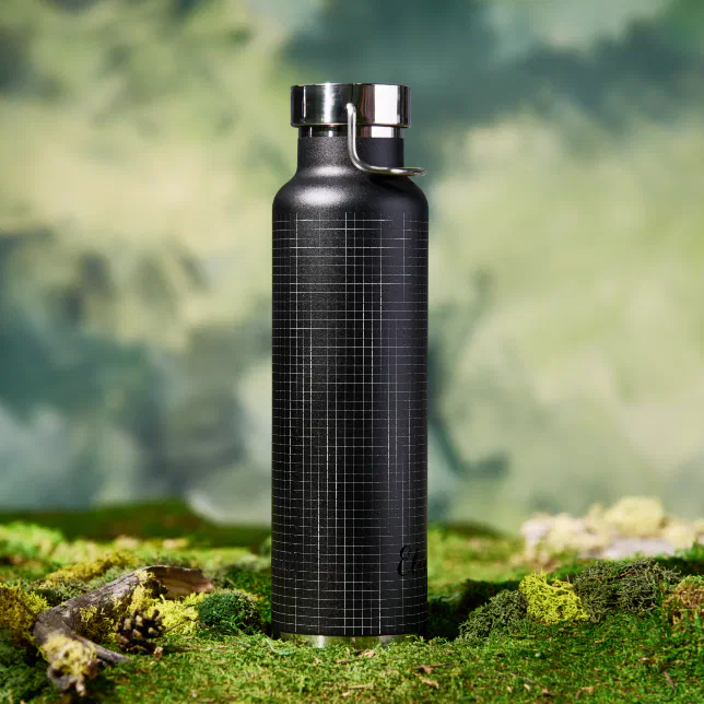 Create Custom Stylish Modern Monogrammed Black Water Bottle | Zazzle