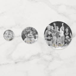 Create Custom Vintage Black and White Photo Text Confetti | Zazzle