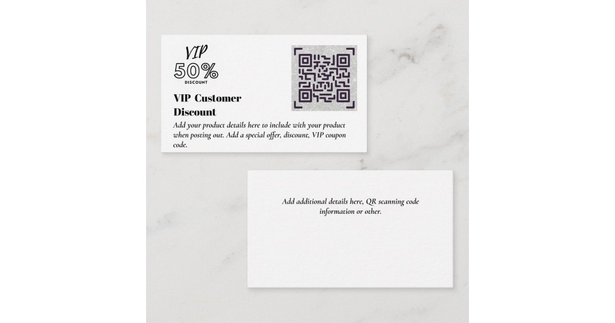 Create Customer VIP Discount Packaging QR Codes Enclosure Card | Zazzle