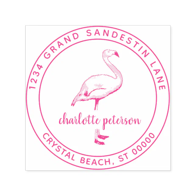 Create Own Pink Flamingo Beach Return Address Self-inking Stamp | Zazzle