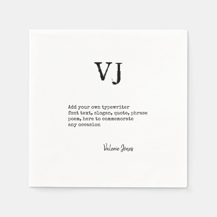 Create Own Typewriter Font Monogram Poem Quote Napkins | Zazzle