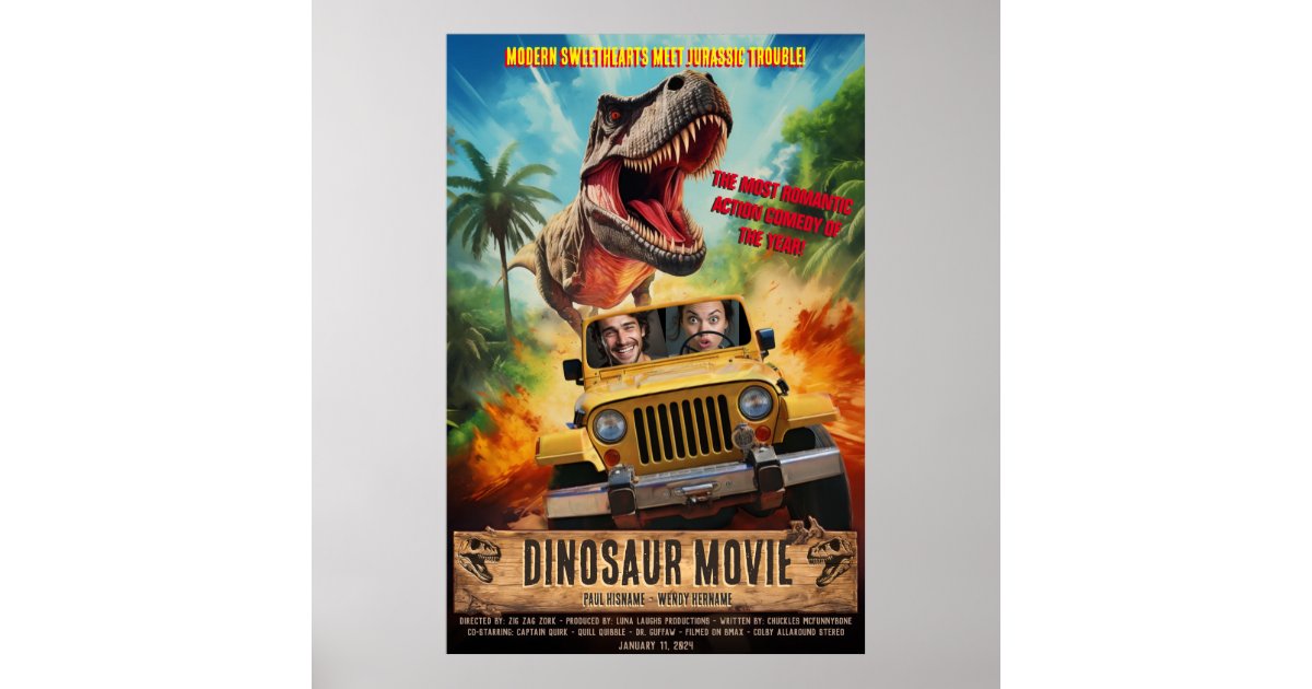 Create Personalised Dinosaur Adventure Movie Poster | Zazzle