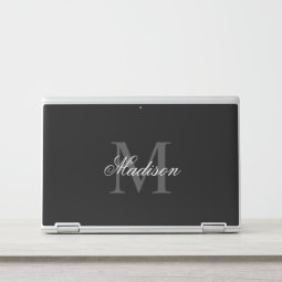 Create Your Custom Name Monogram Calligraphy Black HP Laptop Skin | Zazzle
