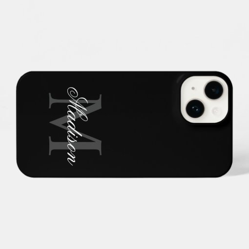 Create Your Custom Name Monogram Calligraphy Black iPhone Case | Zazzle