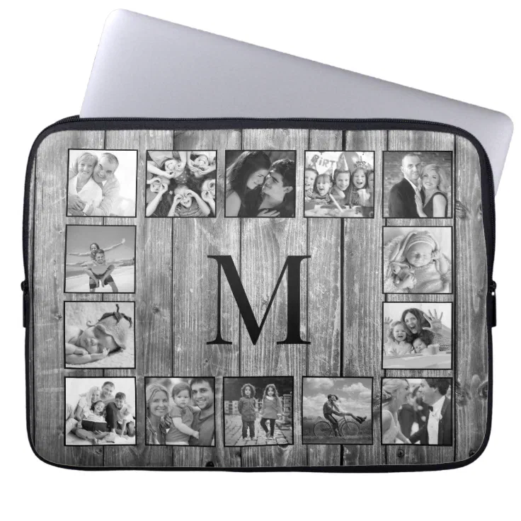 Create Your Custom Photo Collage Rustic Farmhouse Laptop Sleeve | Zazzle