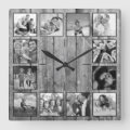 Create Your Custom Photo Collage Rustic Farmhouse Square Wall Clock ...