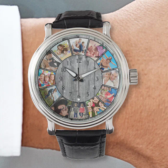 Create Your Custom Photo Collage Rustic Farmhouse Watch | Zazzle
