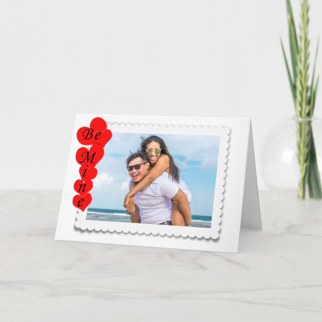 Create Your Custom Photo Red White Valentine Holiday Card | Zazzle