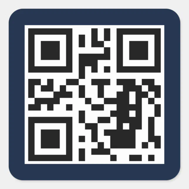 Create Your Custom QR Code Elegant Navy Blue Square Sticker | Zazzle