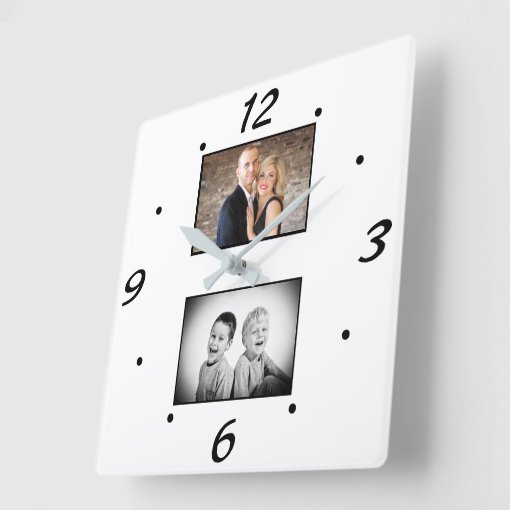 Create your Elegant Simple Photo Collage Square Wall Clock | Zazzle