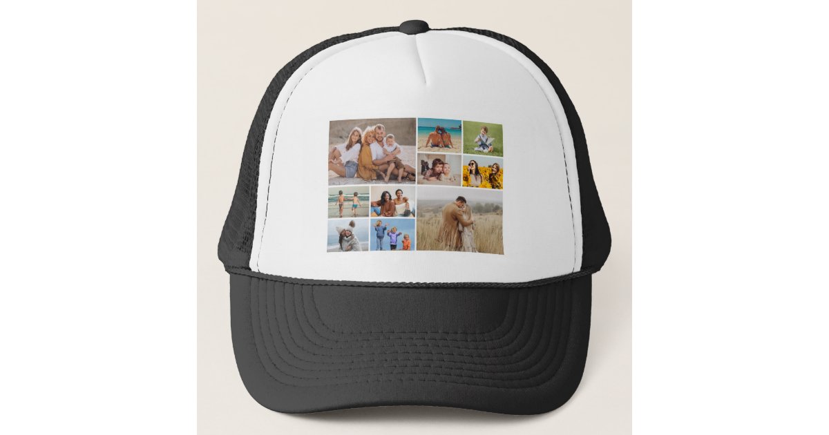Create Your Own 10 Photo Collage Trucker Hat | Zazzle