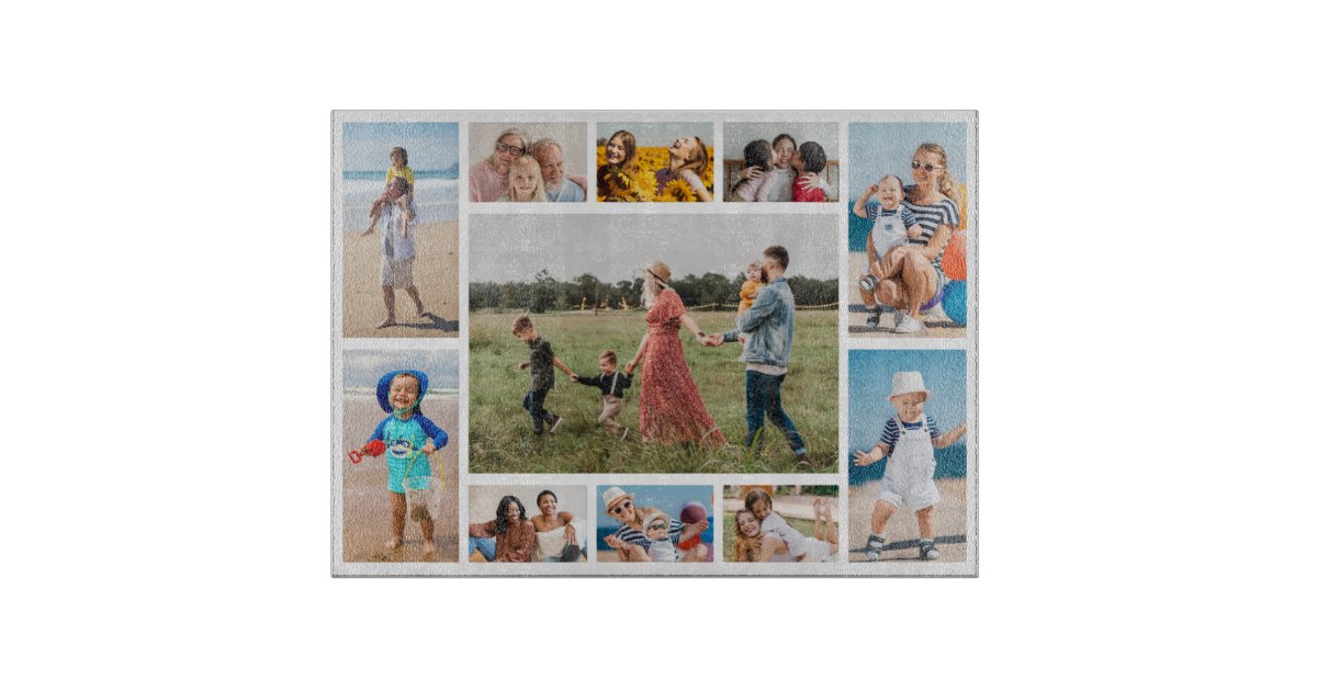 Create Your Own 11 Photo Collage Cutting Board | Zazzle