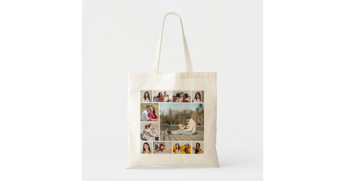 Create Your Own 11 Photo Collage Tote Bag | Zazzle