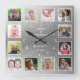 Create Your Own 12 Photo Collage Frame Silver Square Wall Clock | Zazzle