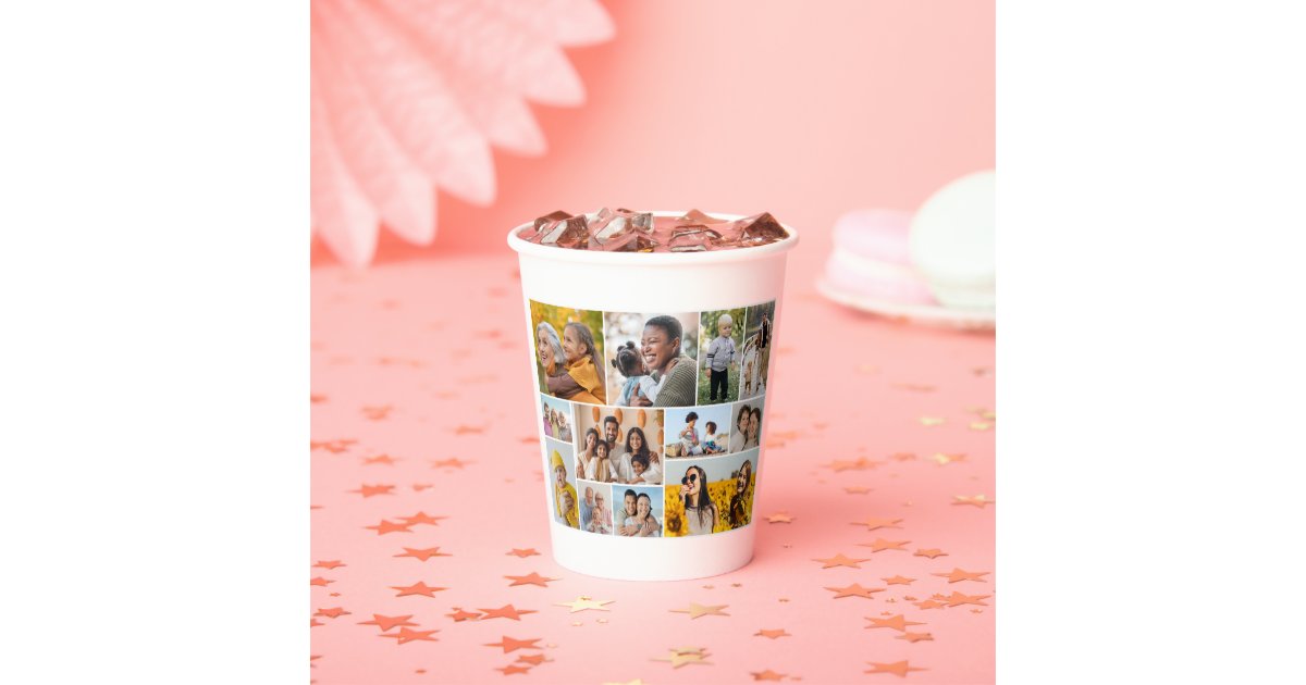 Create Your Own 12 Photo Collage Paper Cups | Zazzle