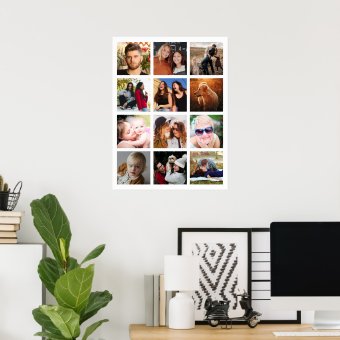 Create Your Own 12 Square Photo Collage Poster | Zazzle