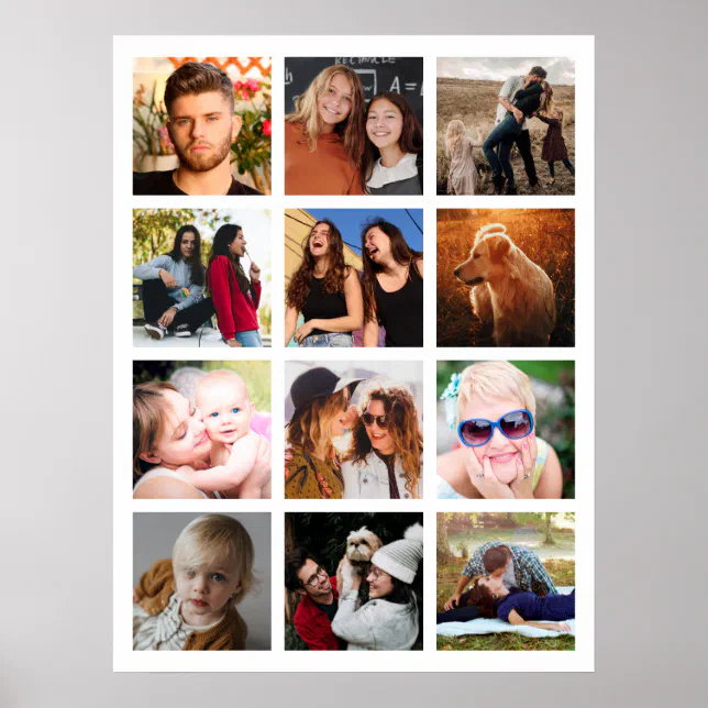 Create Your Own 12 Square Photo Collage Poster | Zazzle