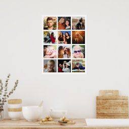 Create Your Own 12 Square Photo Collage Poster | Zazzle
